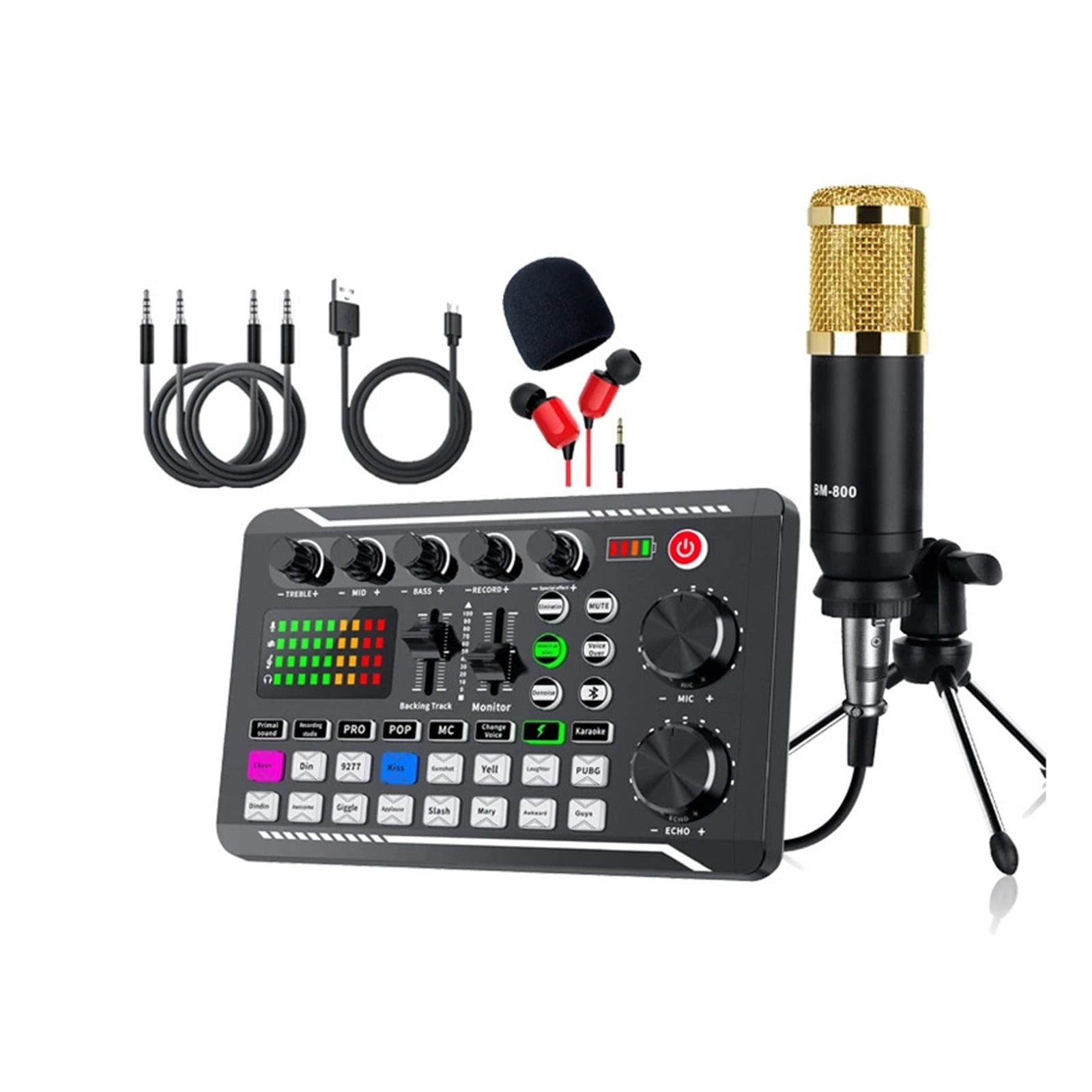 DJ Equipment Microphone Sound Card Console Studio Sound Card Kit Cable ...