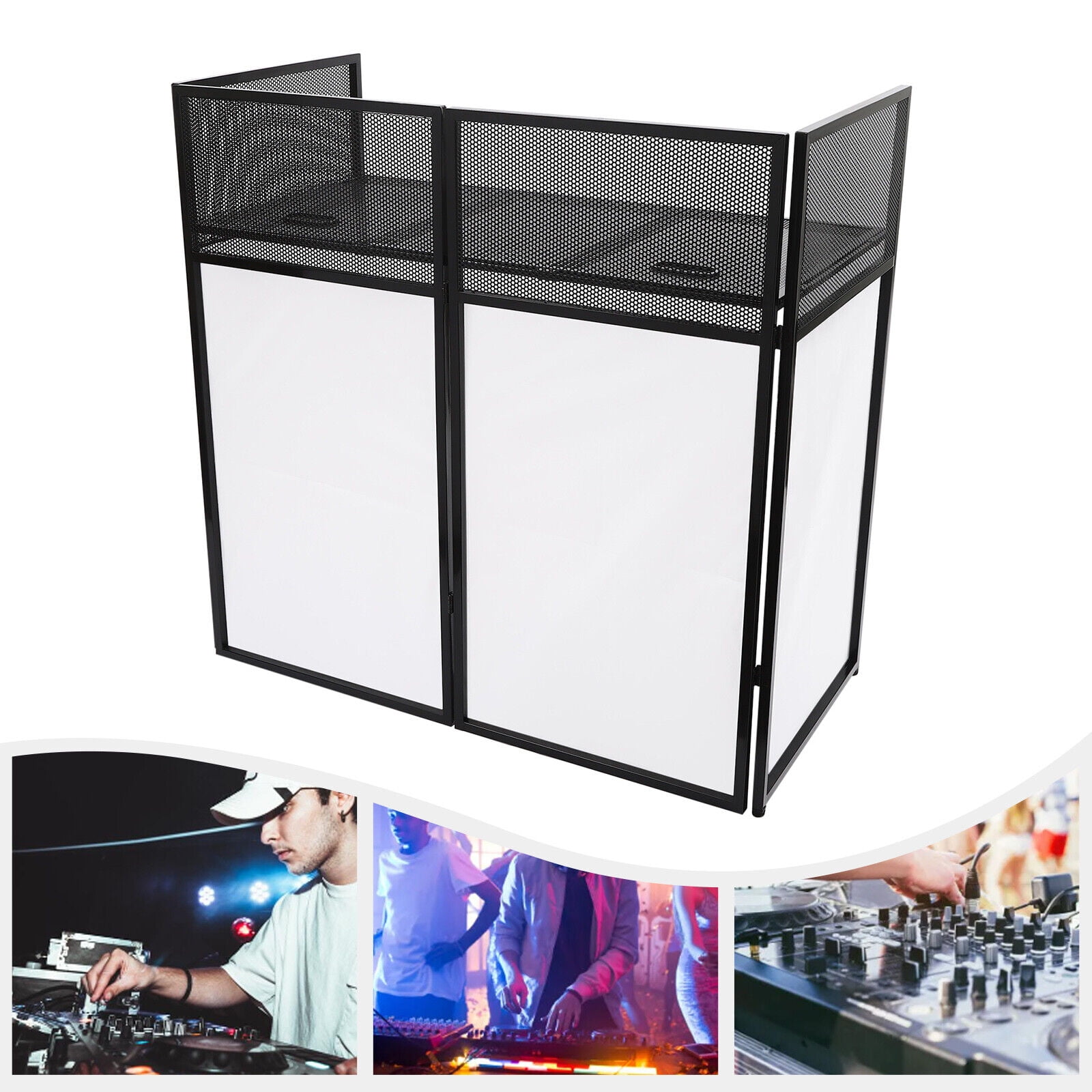 DJ Event Booth Facade, Portable DJ Facade Booth Table, Black DJ ...