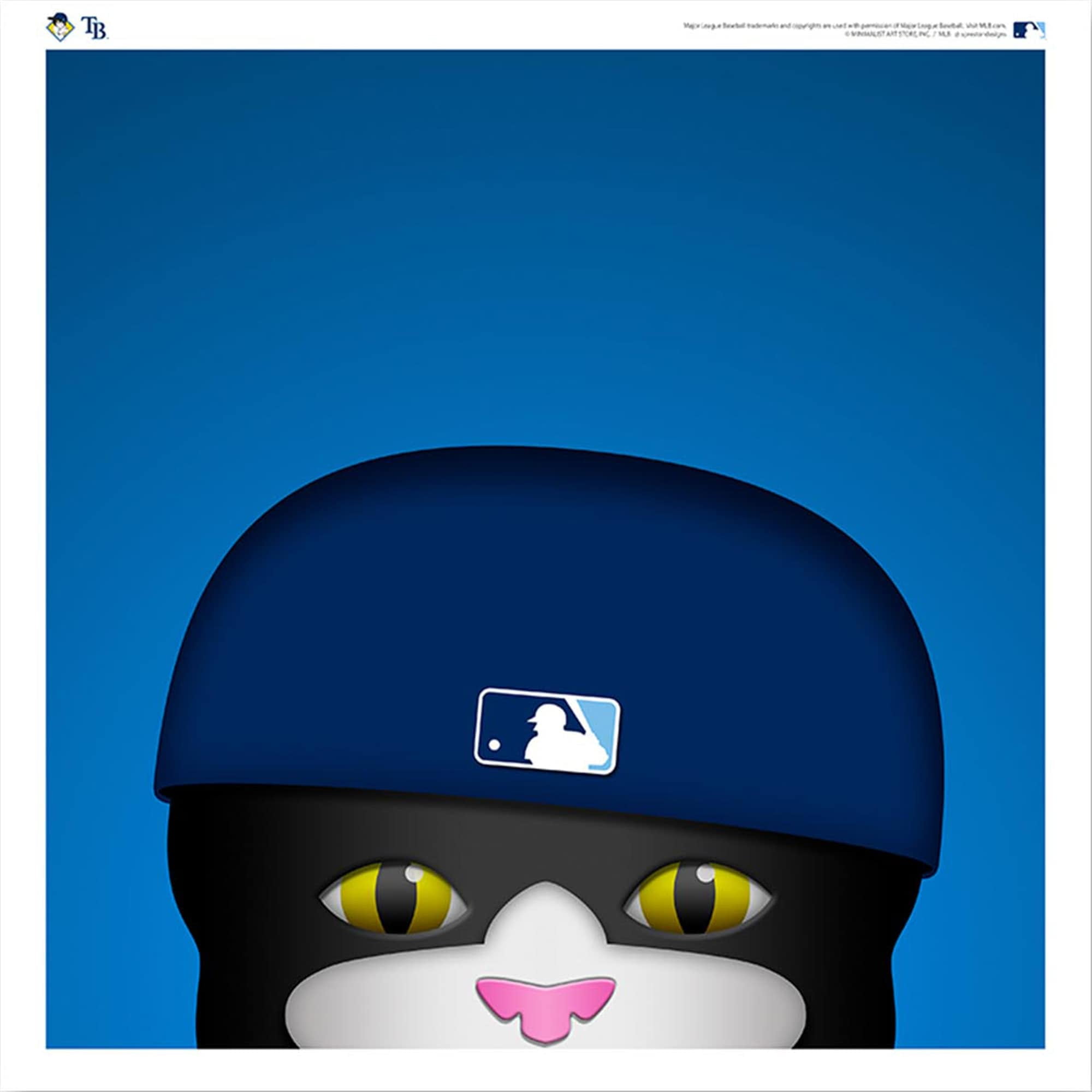 DJ Kitty Tampa Bay Rays 12'' x 12'' Minimalist Mascot Poster Print ...