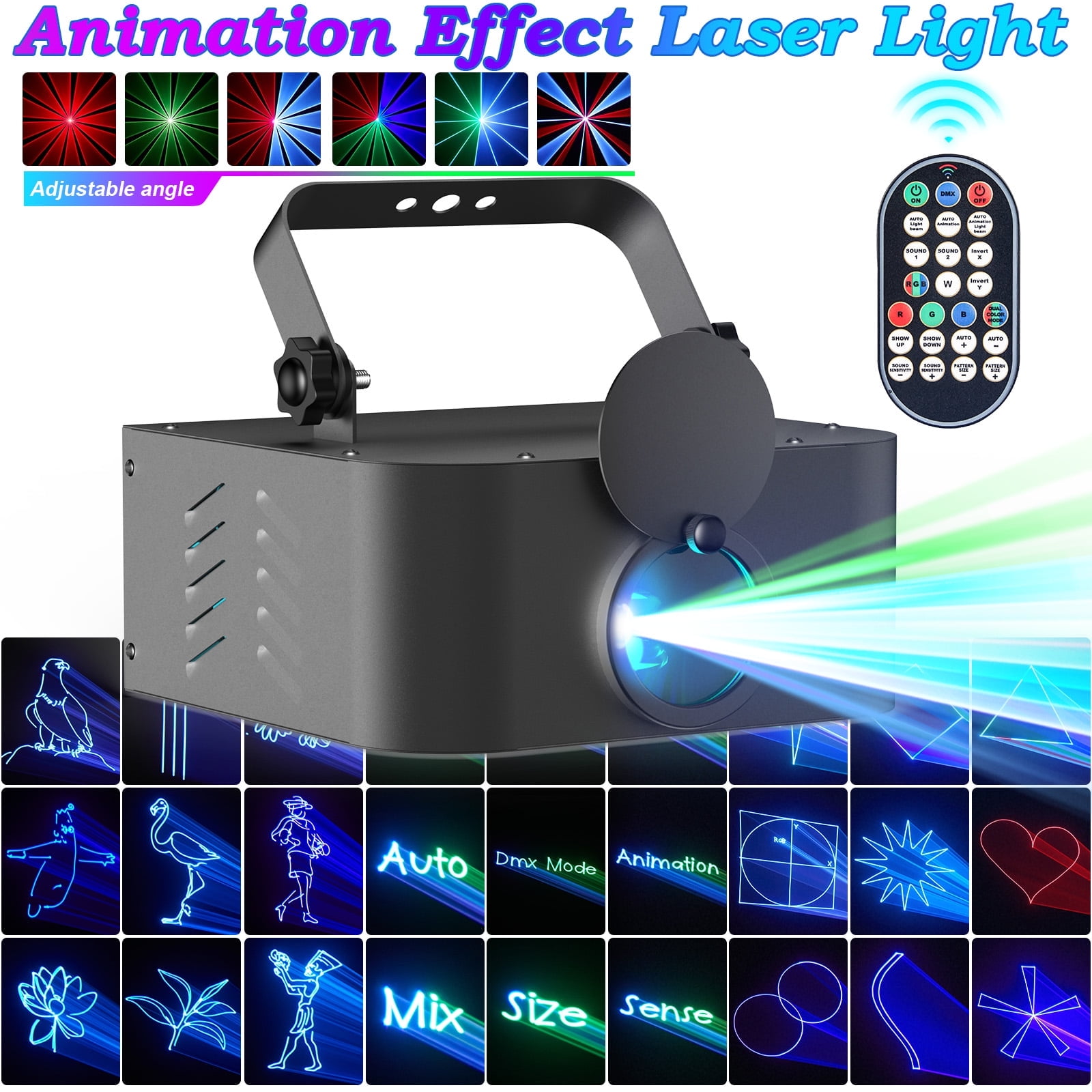 DJ Laser Party Lights, 3D Animation RGB Lazer Stage Lighting, DMX512 ...