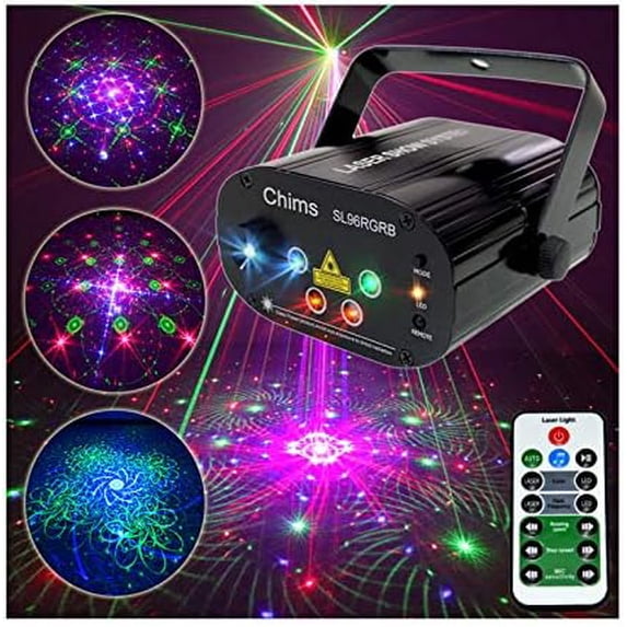 DJ Light Show Projector Red Green Blue LED 96 Patterns RGRB Music Sound ...