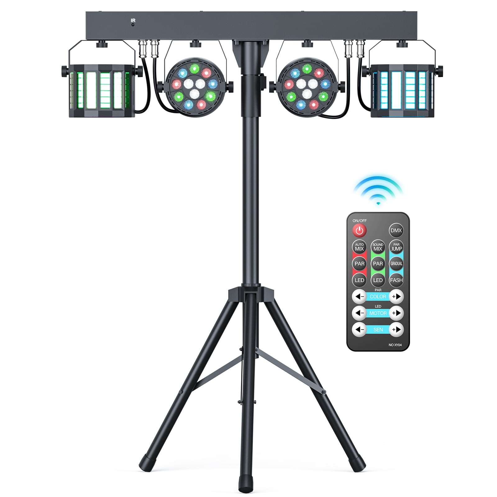 DJ Lights with Stand, RGBW Party Bar Light Set with Remote, Sound ...