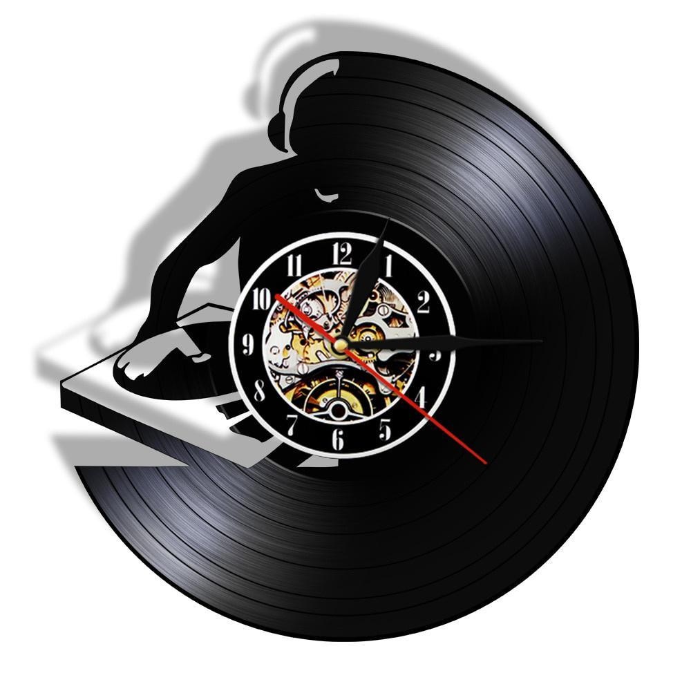 DJ Man Scratch Record Player Music Wall Art Home Decor DJ Wall Clock ...