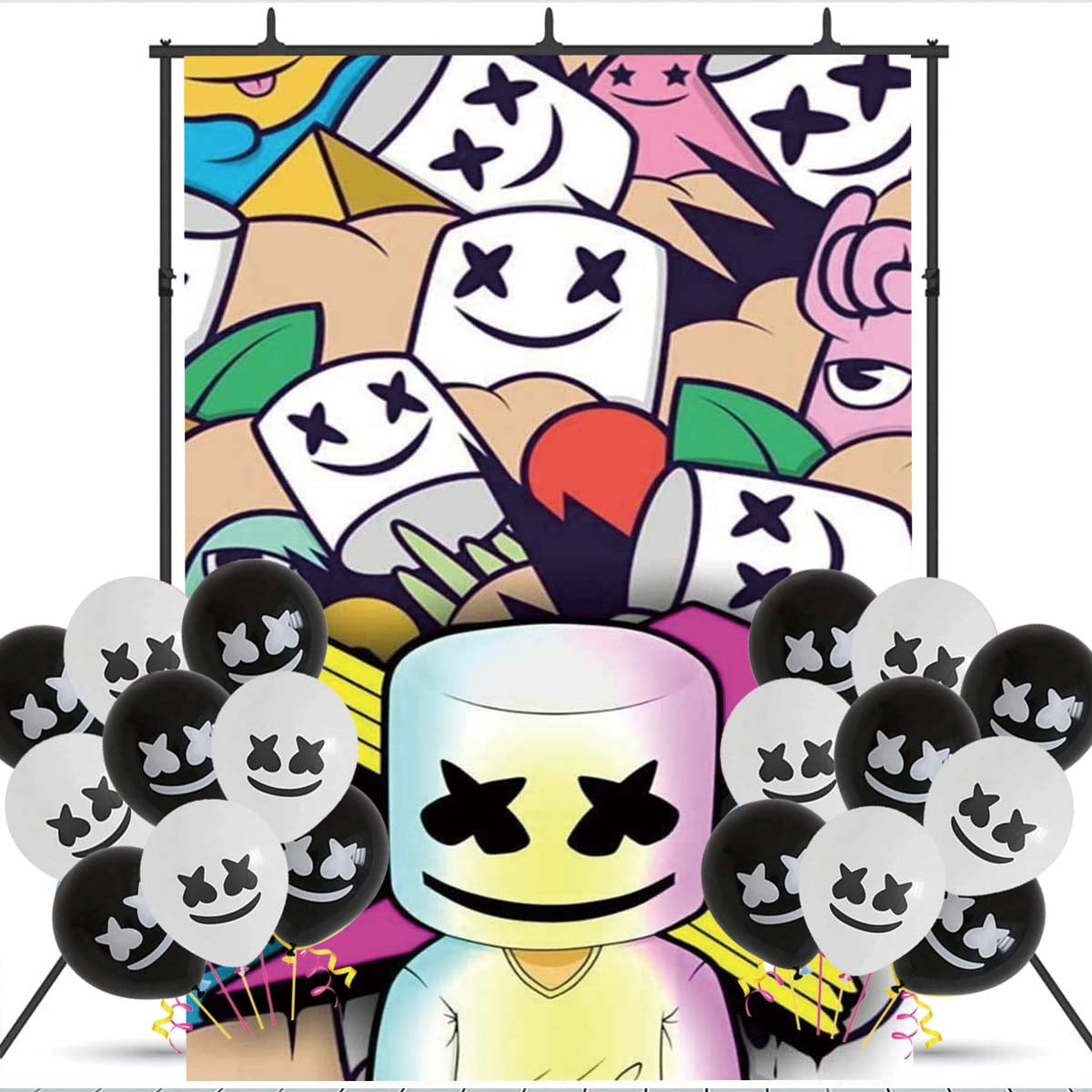 DJ Marshmello Backdrop Banner Balloons Party Decorations Supplies ...