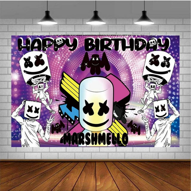 DJ Marshmello Backdrop Banner Party Supplies Post Birthday Decorations ...