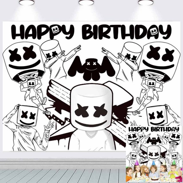 DJ Marshmello Backdrop Banner Party Supplies Post Birthday Decorations ...