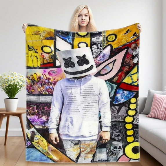 DJ Marshmello Blankets Gift Throw Birthday Christmas 60"X80" Present Bedroom for Kids Teens Boys ...