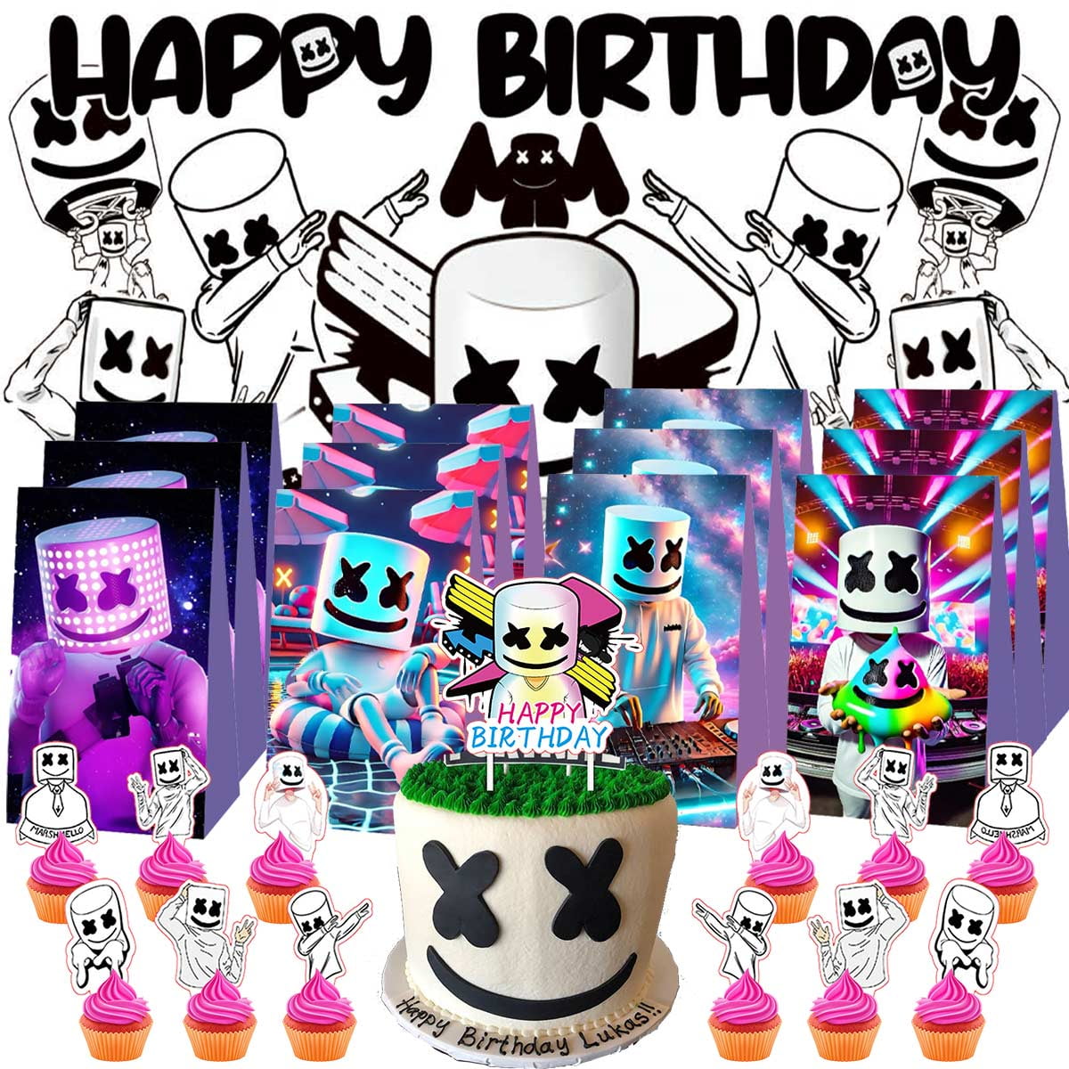 DJ Marshmello Goodie Bags Treat Candy Decorations Party Favor Supplies ...