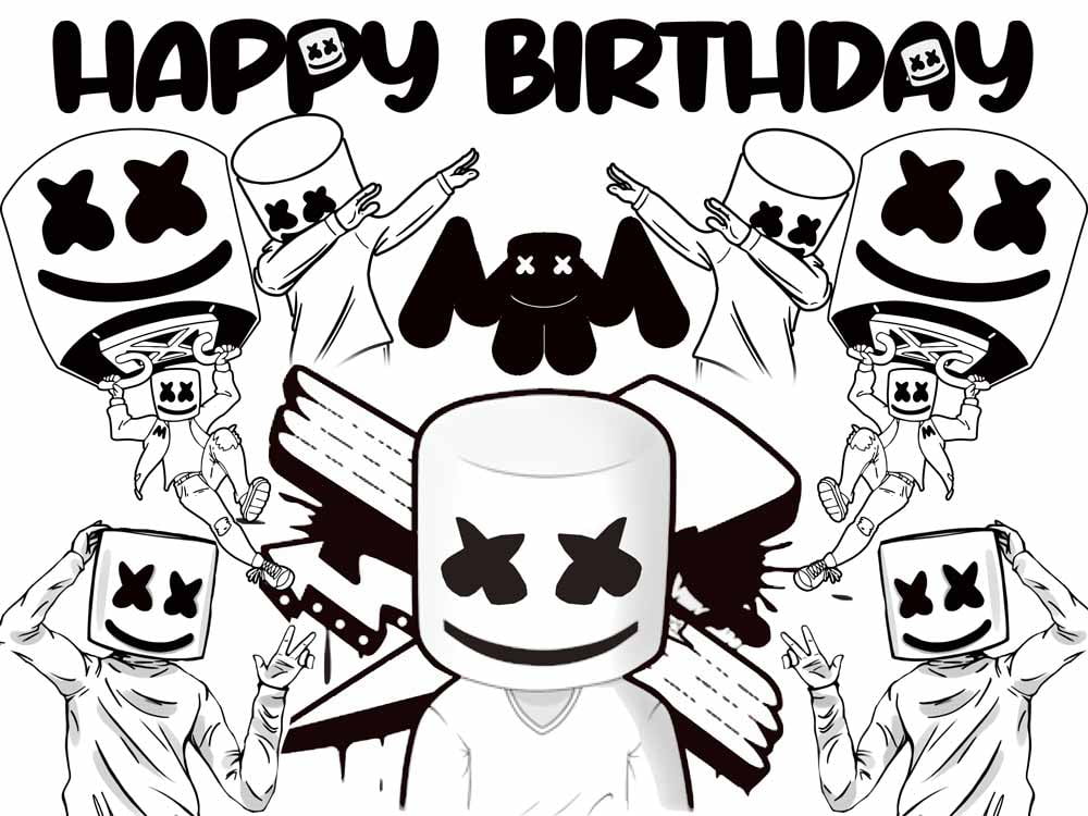 DJ Mask Marshmello Backdrop Banner Party Supplies Background for ...