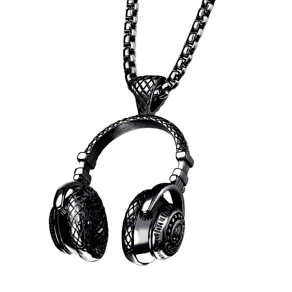 DJ Music Headphone Pendant Necklace Long Neck Chain Men Women Hip Hop ...