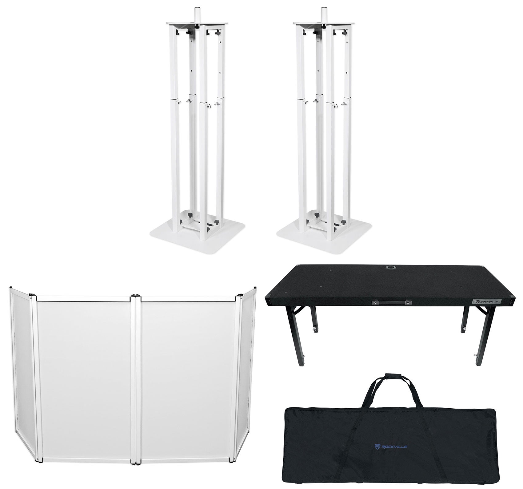 DJ Package w/Facade Booth+Bag+Scrim+2) Totem Stands+Foldable Adjustable ...