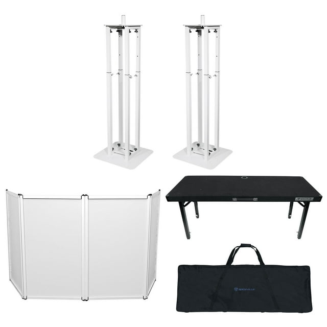 DJ Package w/Facade Booth+Bag+Scrim+2) Totem Stands+Foldable Adjustable ...