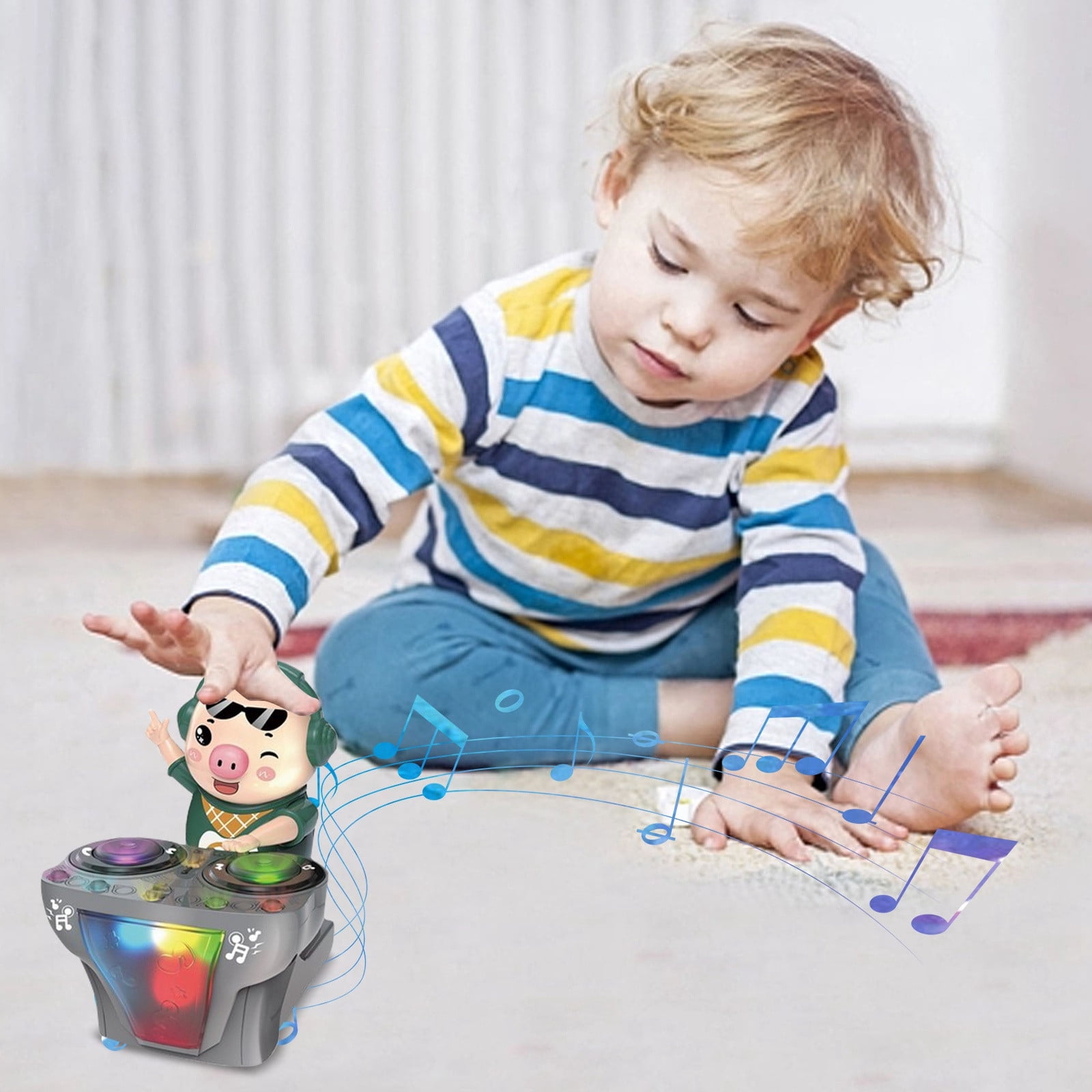 DJ Pig Swing Bar Toy with Dazzling Lights and Dynamic Music Educational ...