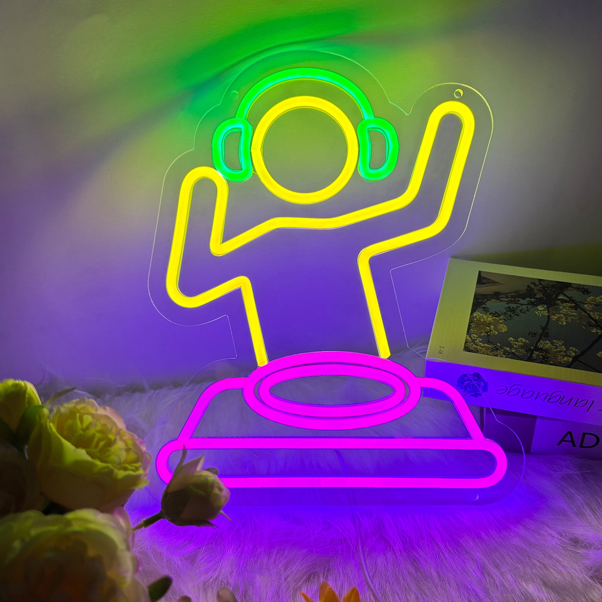 DJ Player Neon Sign for Bar, DJ Neon Light Sign for Man Cave, Dimmable ...