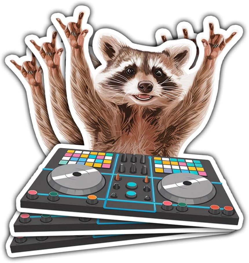 DJ Racoon Raccoon Sticker, Funny Racoon Sticker with DJ, Raccoon Meme ...
