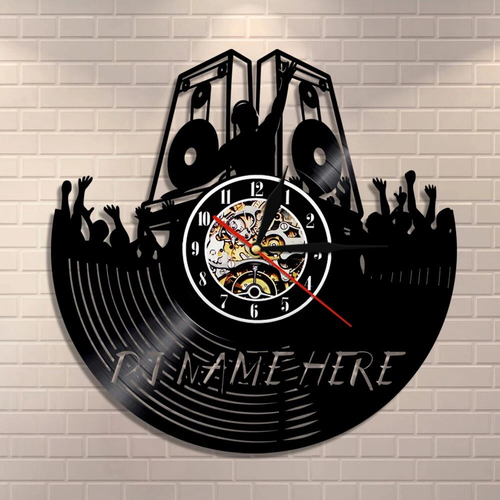 DJ Speaker Your Name Personalized Vinyl Wall Clock,Vinyl Record Clock ...