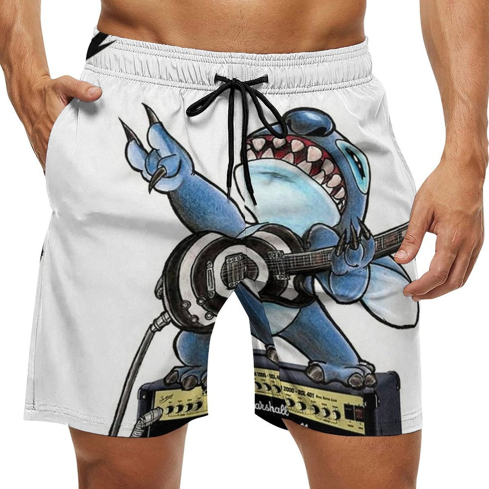 DJ Stitch Mens Swim Trunks,Quick Dry Board Shorts with Mesh Lining,Breathable Fit Hawaii Beach ...