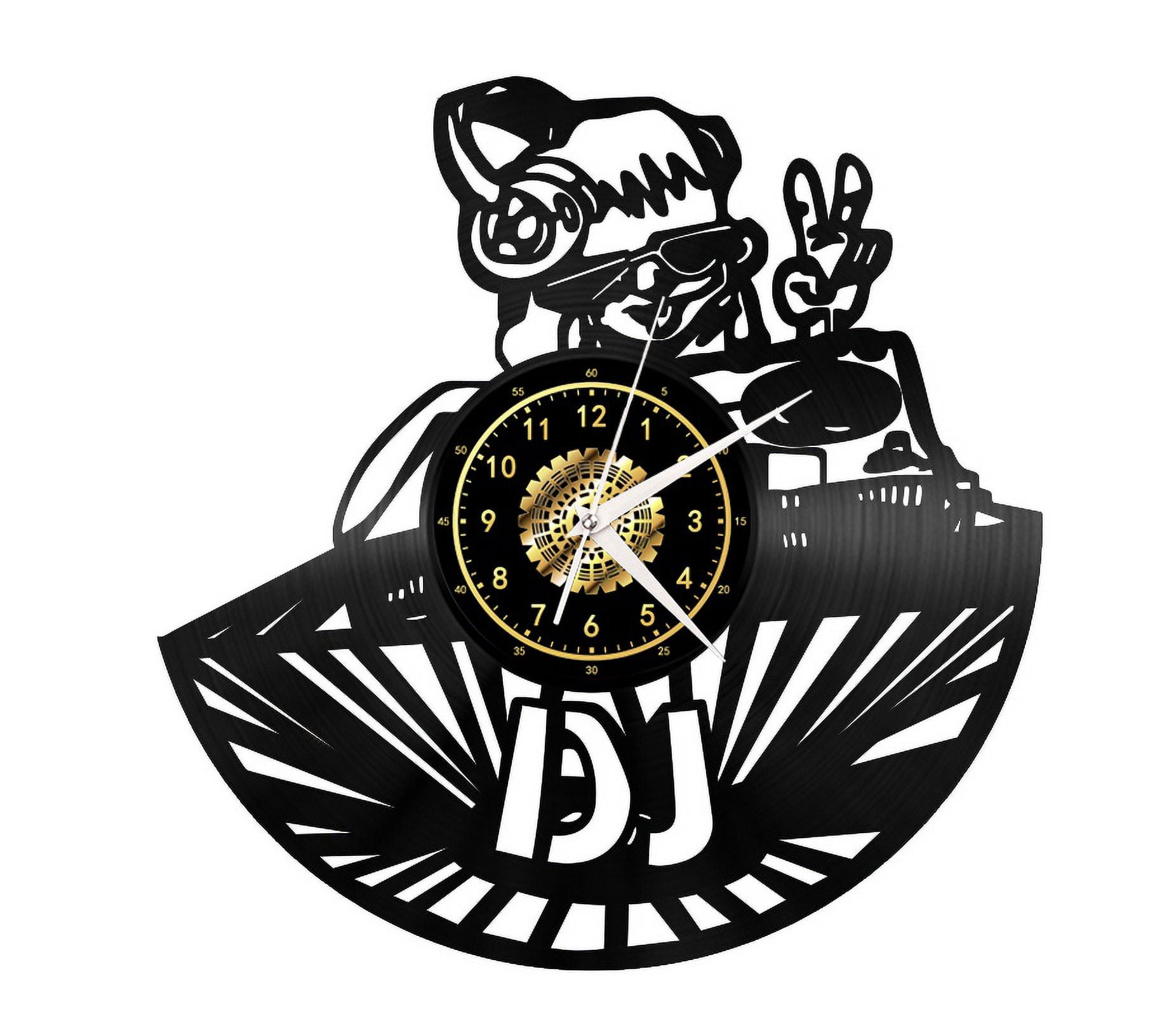 DJ Vintage Black Vinyl Record Wall Clock Wall Art 3D Modern Design ...