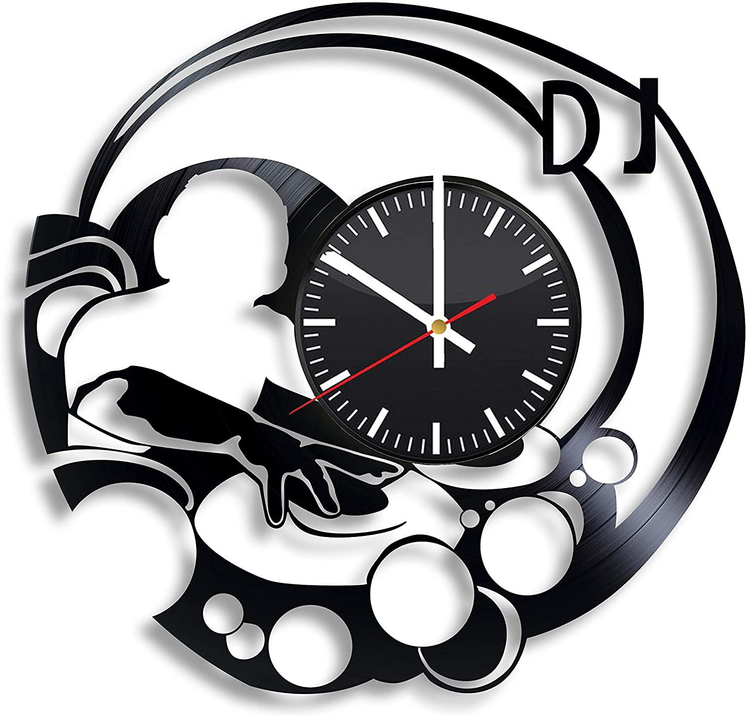 DJ Vinyl Wall Clock, Disc Jockey Vinyl Record Handmade Art Decor for ...