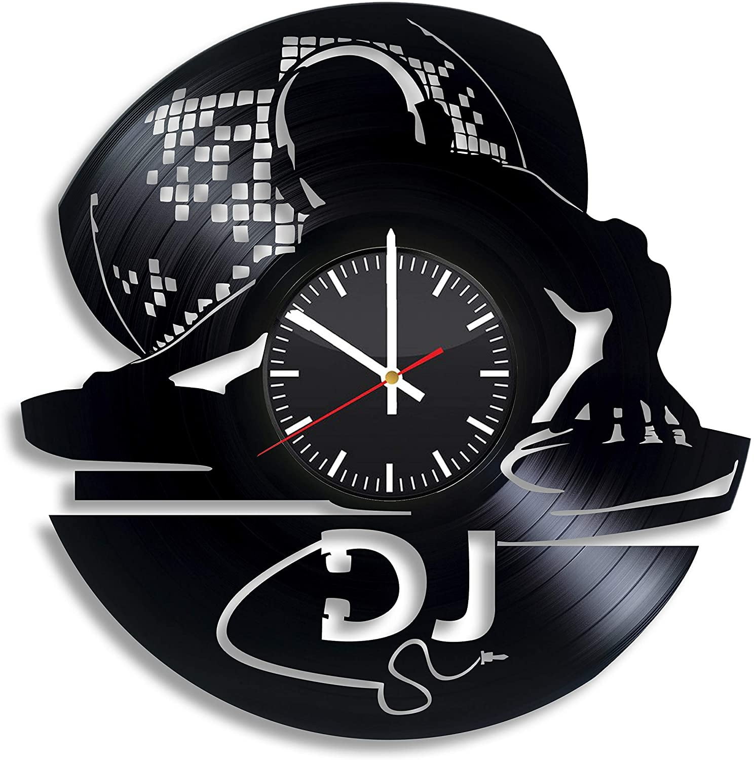 DJ Vinyl Wall Clock, Disc Jockey Vinyl Record Handmade Art Decor for ...