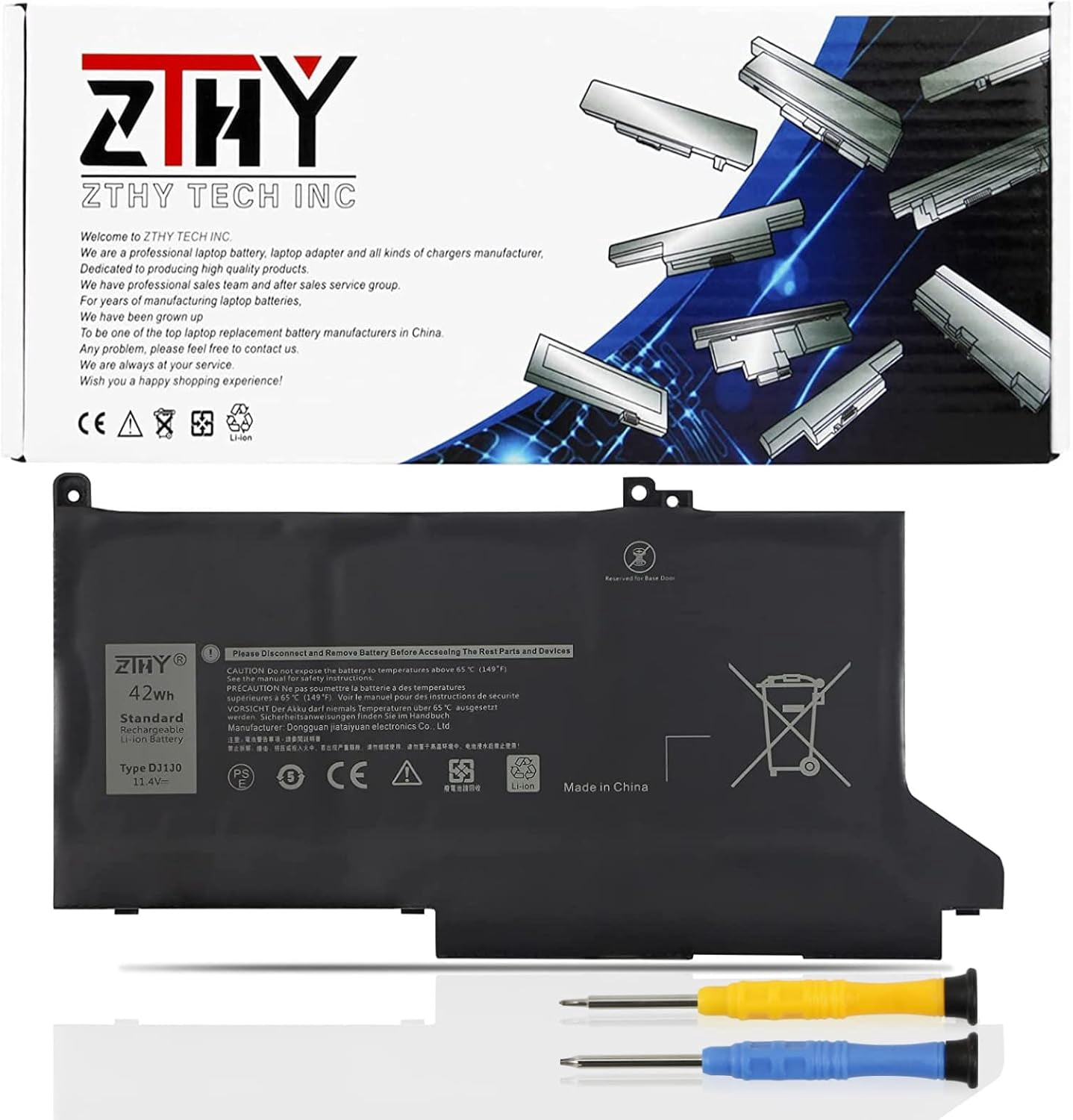 DJ1J0 42Wh 3-Cell Laptop Battery for Dell Latitude 12 7280 7290 E7280 ...