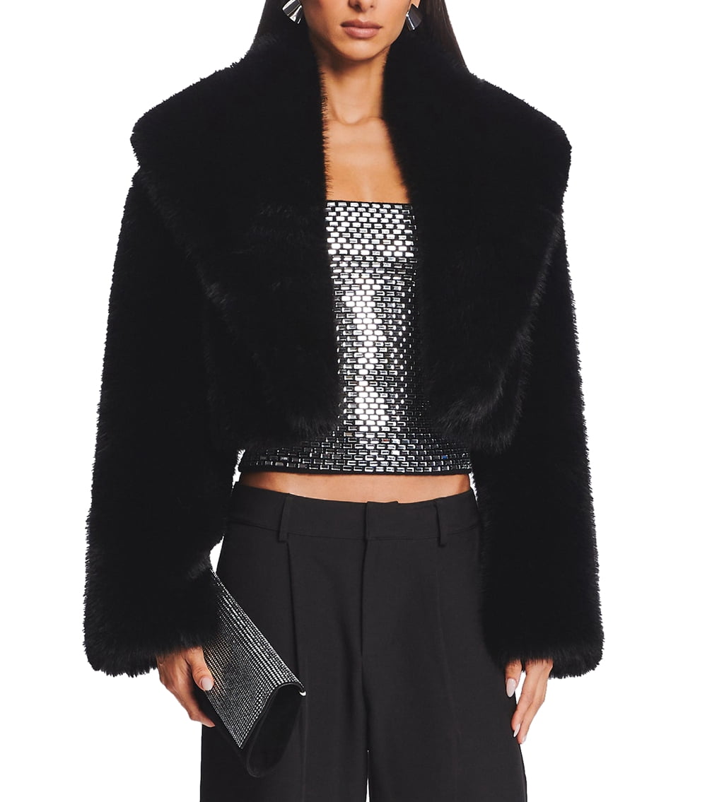 DJBM Large Lapel Fake Fur Blazer for Women Sexy Cozy Thermal Jacket ...