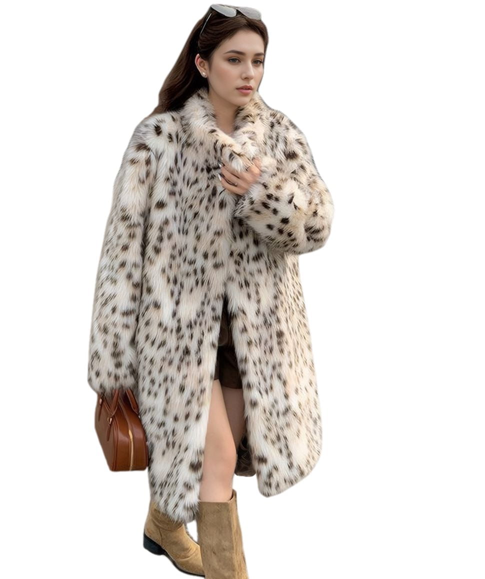 DJBM Women Standing Collar Winter Jacket Fuzzy Cozy Cheetah Dress for Dating Nightclub Leopard ...