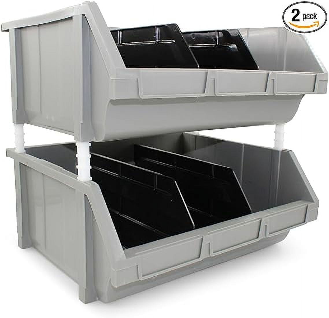 DJC Supply Grey Heavy duty thermoplastic storage bin organizer ...