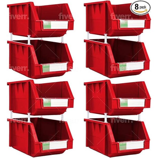 DJC Supply RED Heavy duty thermoplastic storage bin organizer ...
