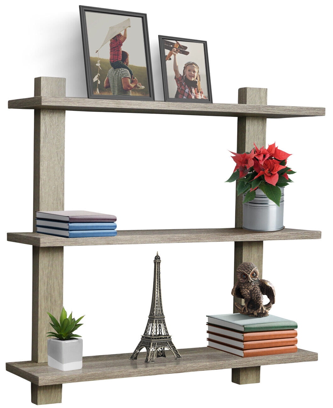 DJDG 3-Tier Wall Mounted Floating Shelves for Books, Trophies, Wall ...