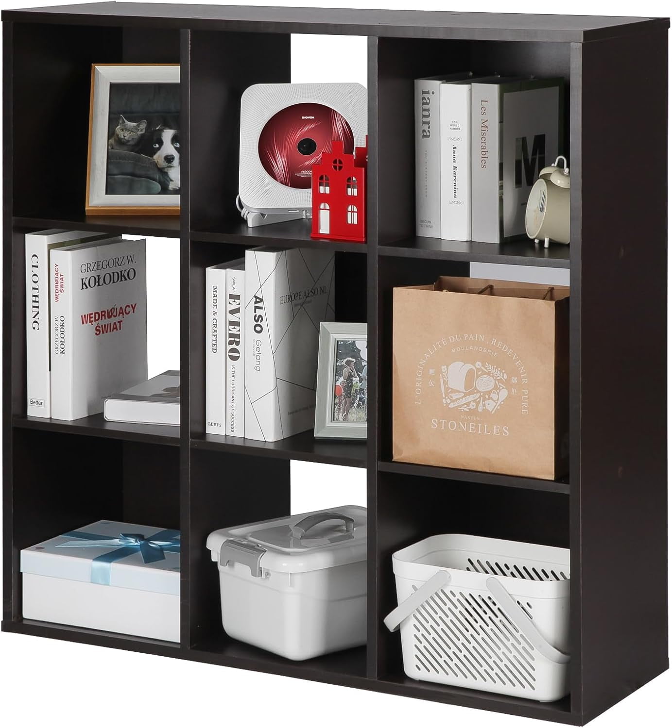 DJDG 9 Cube Storage Shelf Organizer, Heavy Duty Wooden Closet Cabinet ...