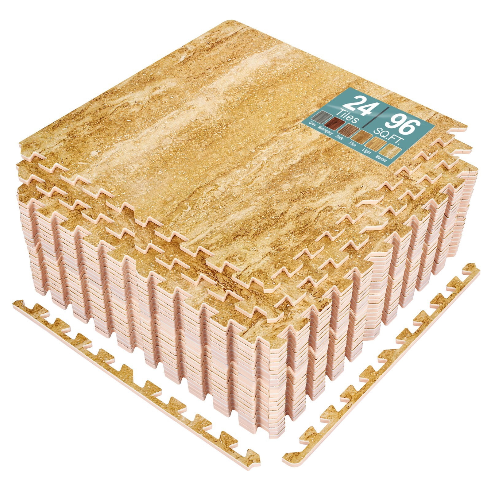 DJDG 96 square feet wood grain floor tile, 24 interlocking EVA foam ...
