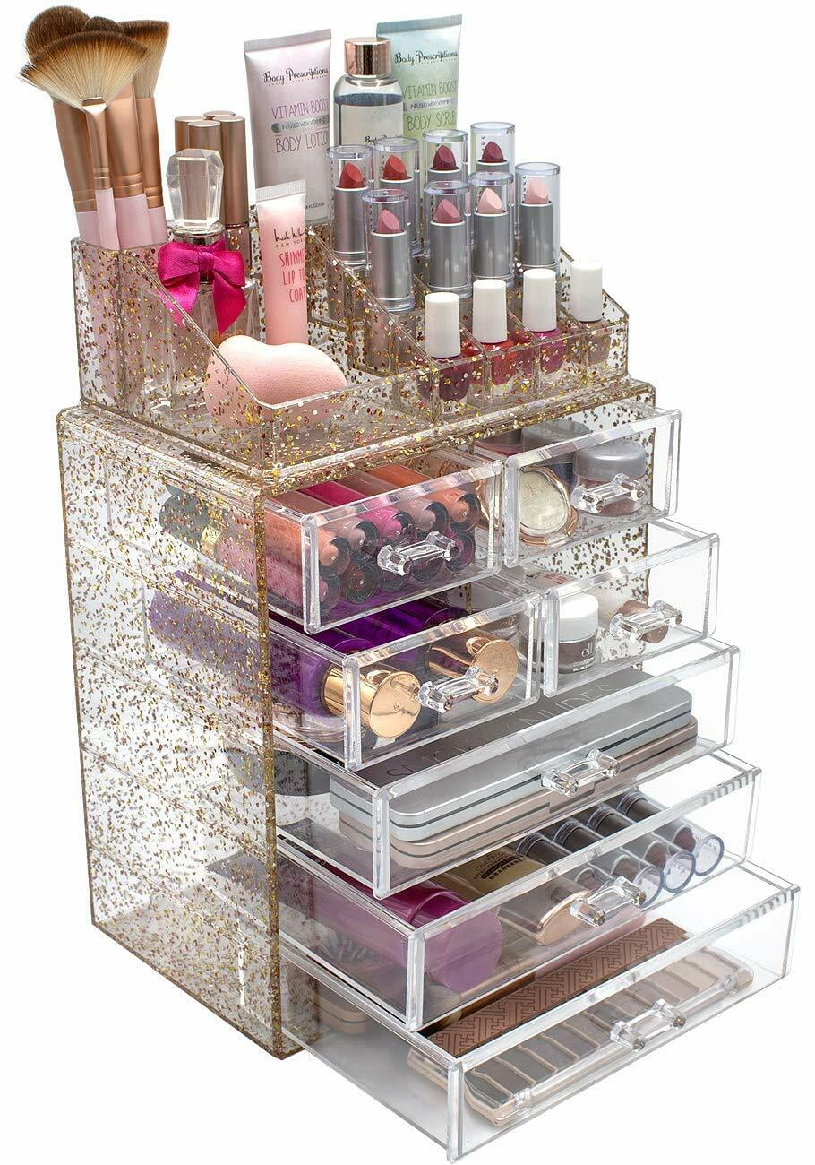 DJDG Acrylic makeup storage box with 7 transparent drawers, multi-level ...