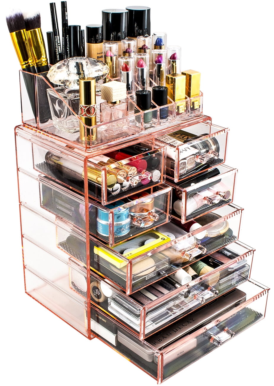DJDG Acrylic makeup storage box with 7 transparent drawers, multi-level ...