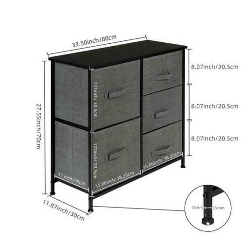 HLL Bedroom storage tower high chest storage cabinet unit 2/5/7 fabric ...