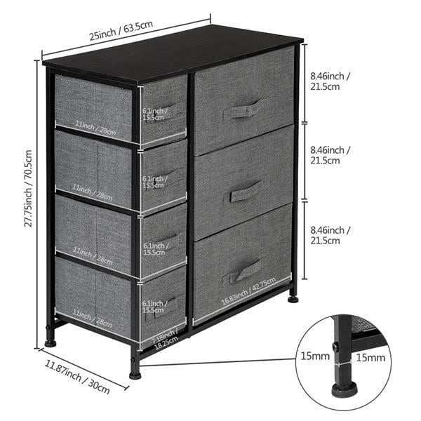 HLL Bedroom storage tower high chest storage cabinet unit 2/5/7 fabric ...