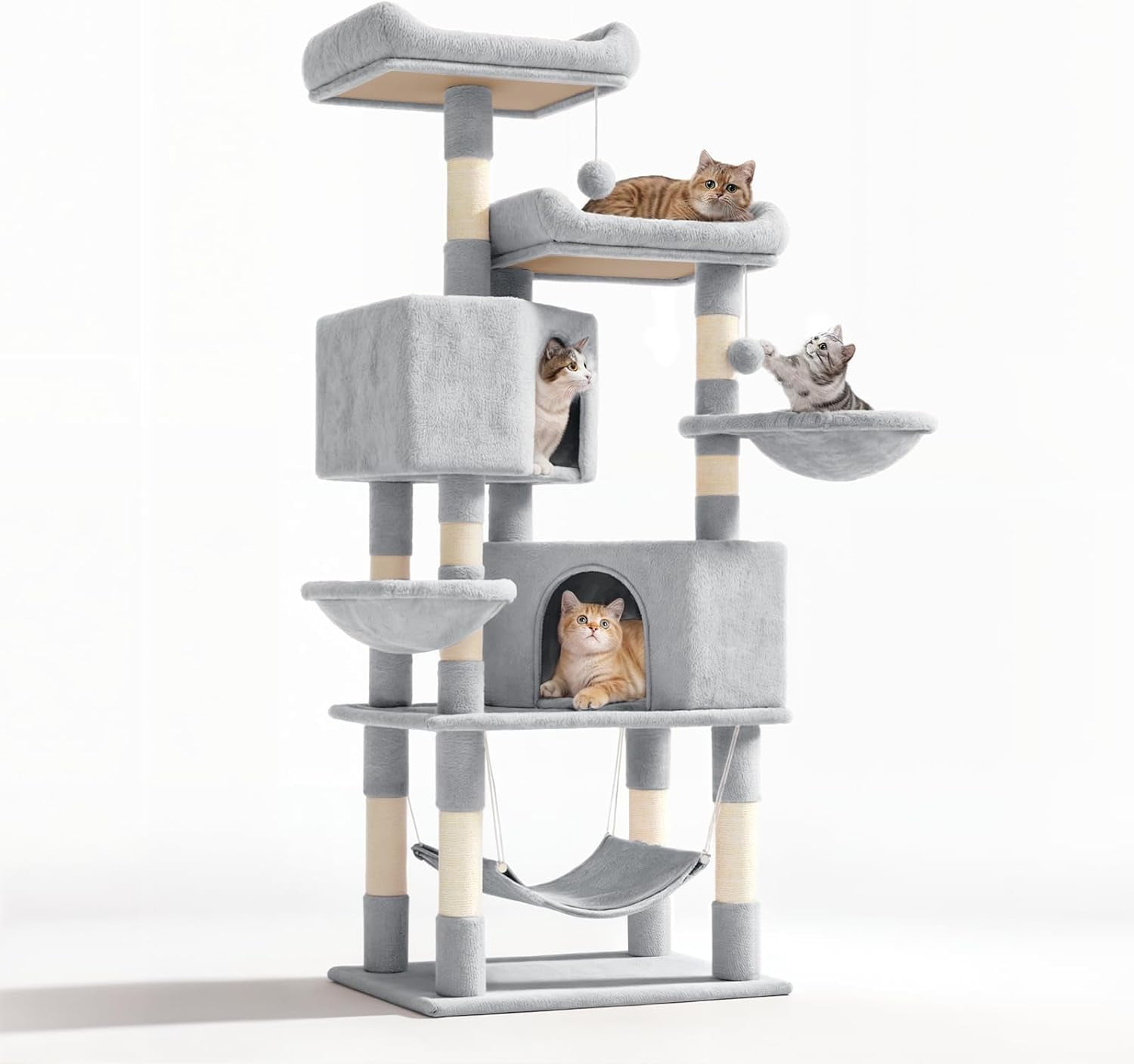 DJDG Cat Tree, 58 Inch Cat Tower for Indoor Cats, Activity Center Multi ...