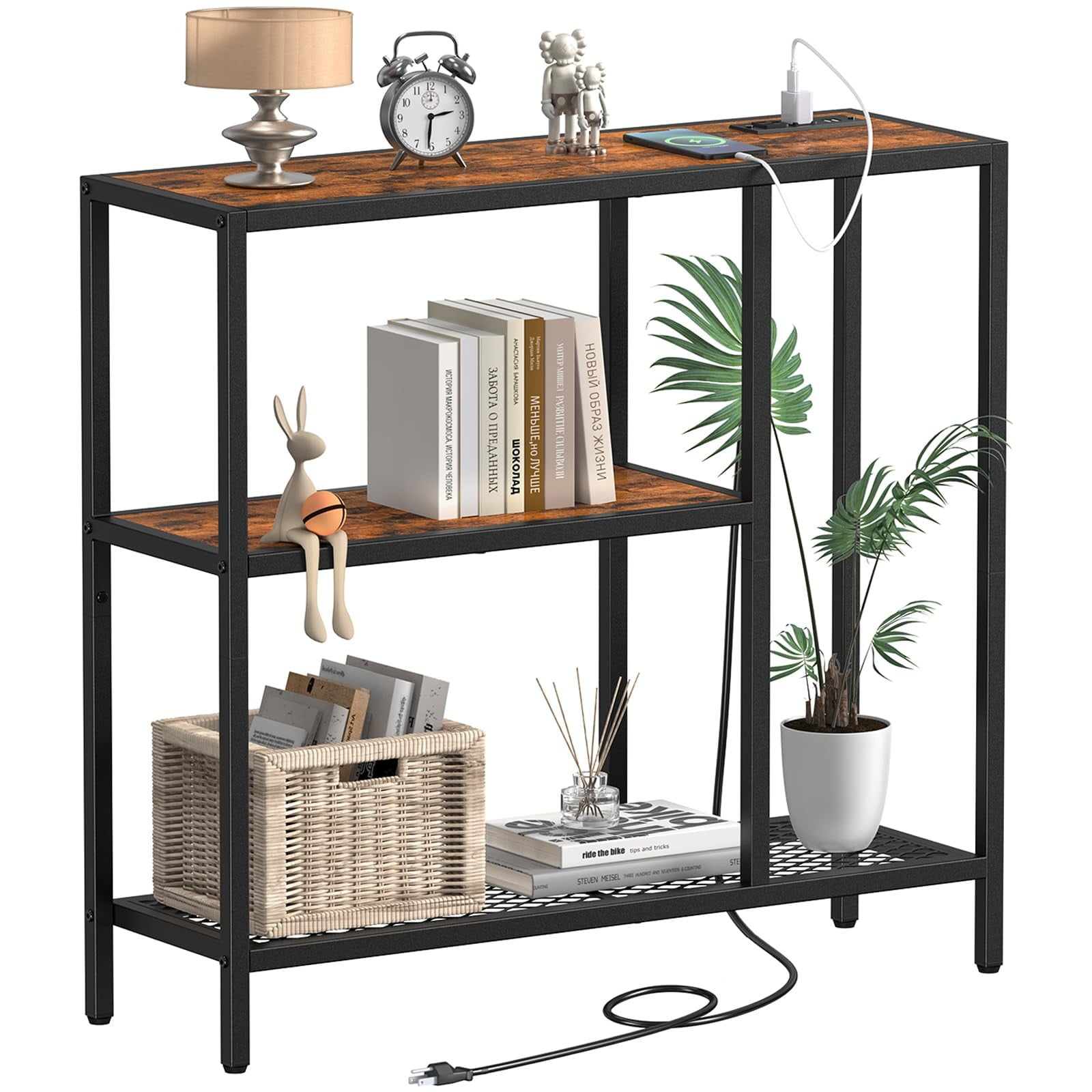 DJDG Console Table with Power Outlets, Entryway Table with Storage, 31. ...