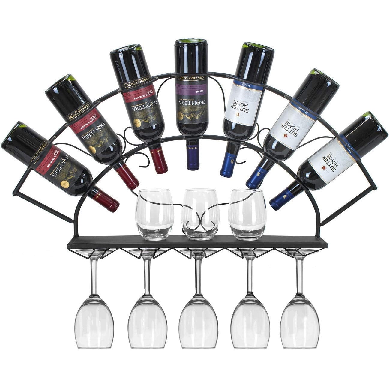 DJDG Glass Rack Wall Mounted - Bordeaux Chateau Style - Holds 7 Bottles ...