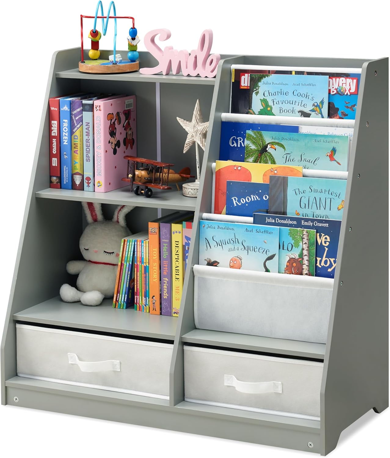 DJDG Kids Bookshelf and Toy Storage, 4 Tier Bookshelf for Kids Room ...