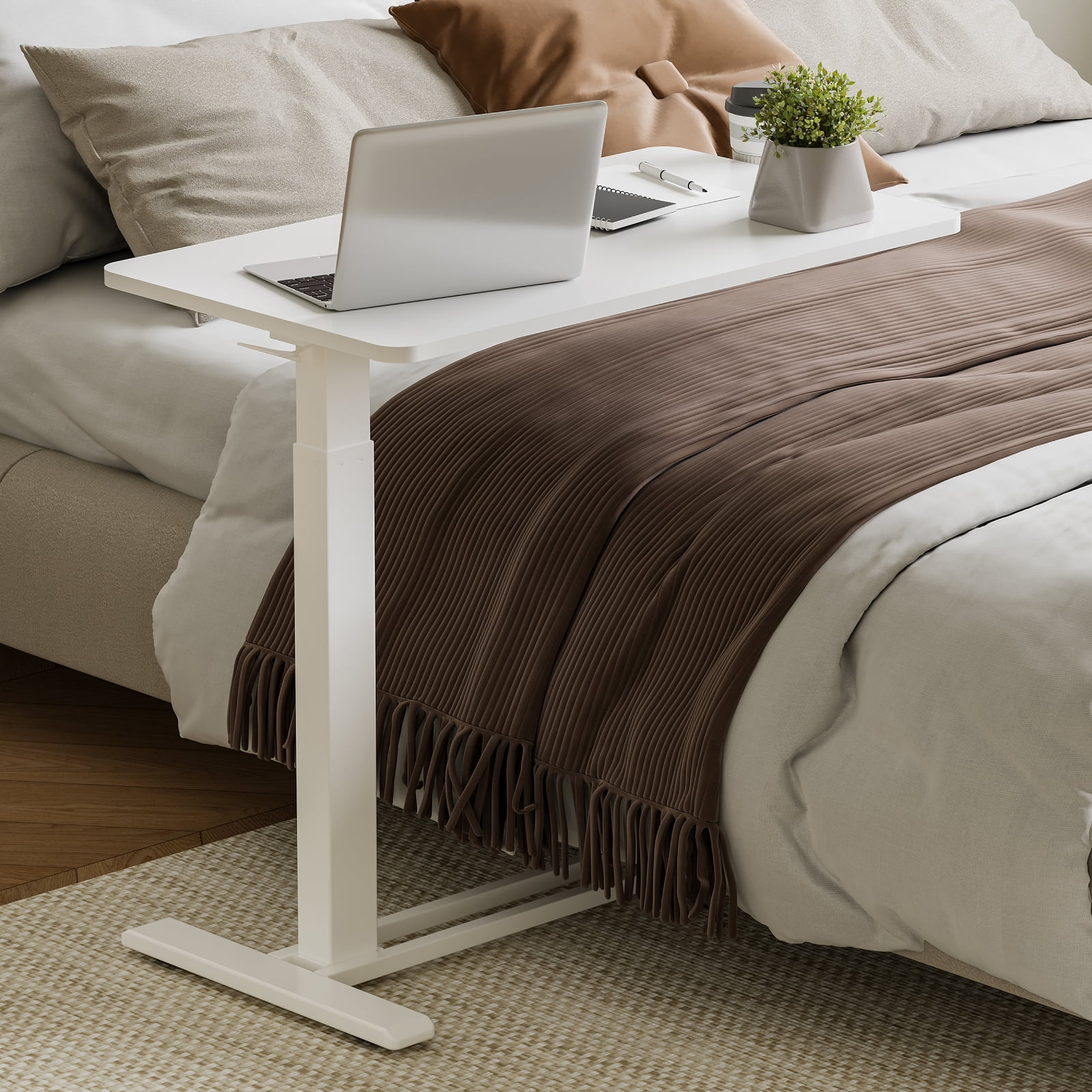 DJDG Medical Adjustable Overbed Bedside Table with Hidden Casters ...