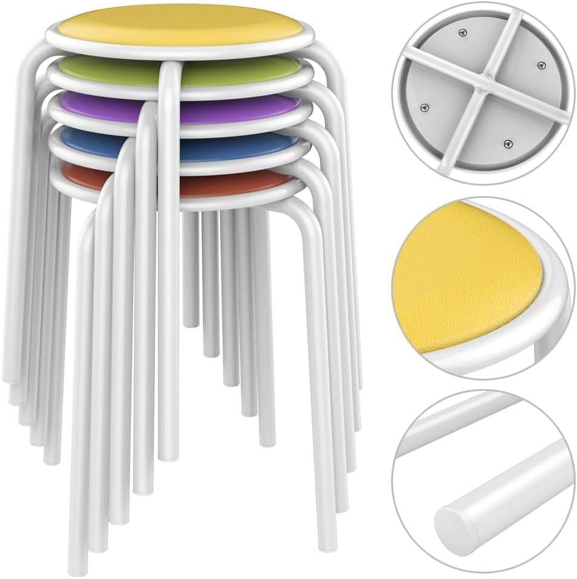 DJDG Metal Stack Stools with Padded Seat Soft Bar Stools Portable ...