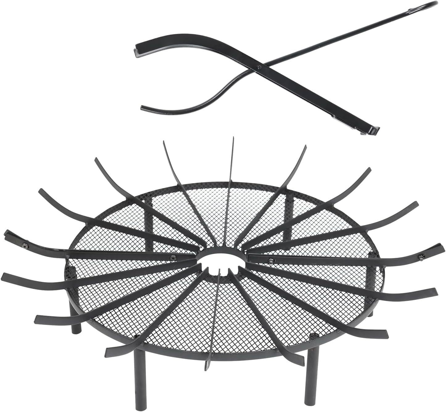 DJDG Outdoor Fire Pit Grate Log Round 28" Kindling Tools Round Spider ...