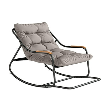 Black Poplar Wood Rocking Chair with Armrests - Modern Outdoor Indoor ...