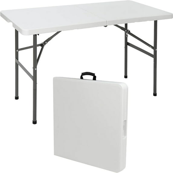 DJDG Portable Rectangular 4-foot folding table, heavy-duty plastic ...