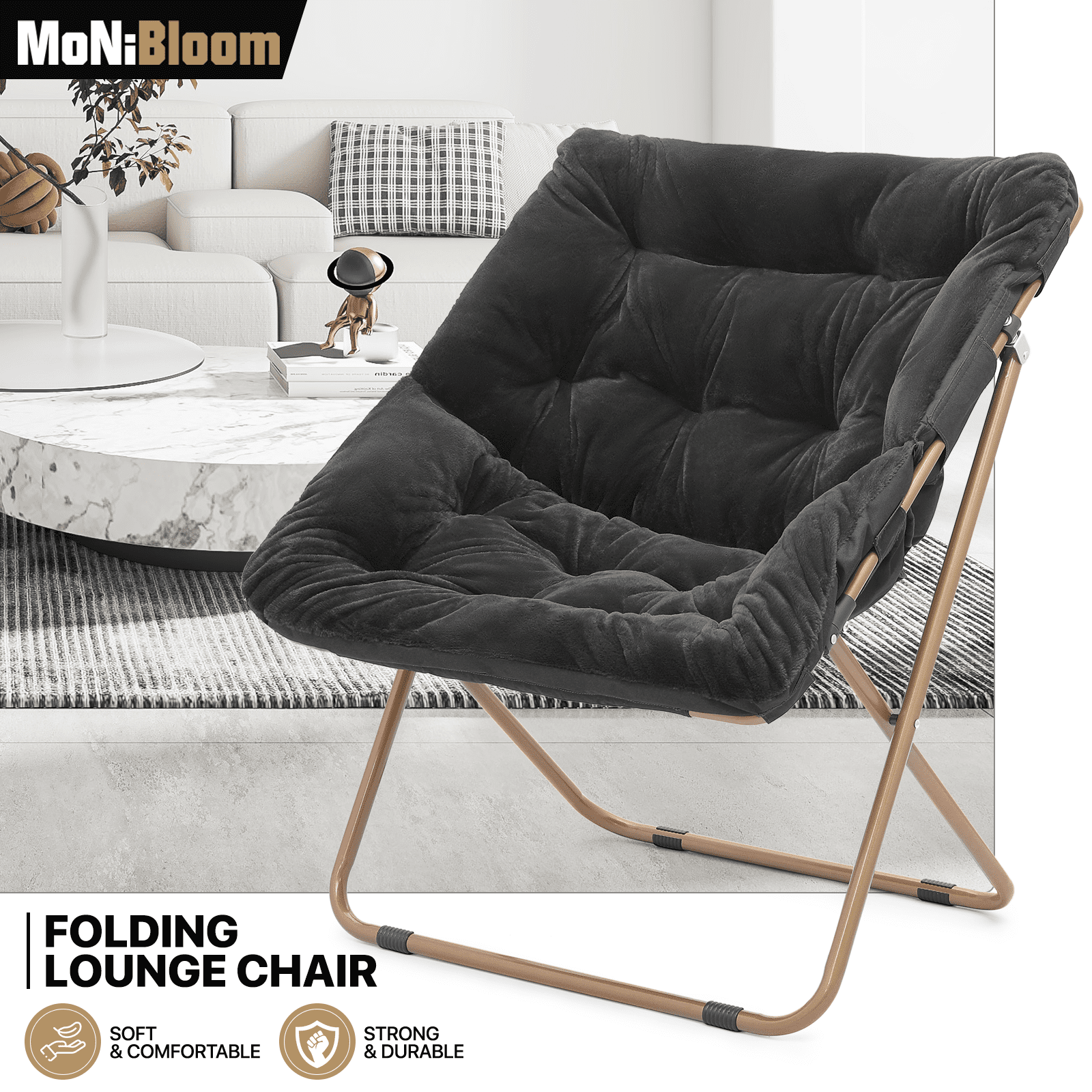 DJDG Square Saucer Chair for Adults, Oversized Folding Cozy Lazy Chair ...