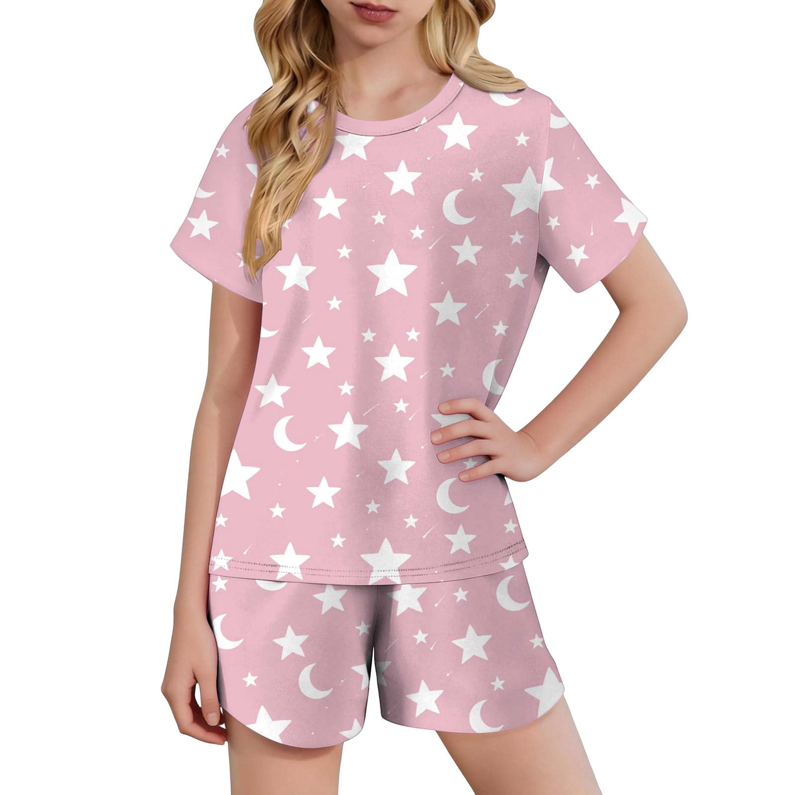 DJDLJWCJ 2 Piece Girls Outfit Sets Crewneck Summer Graphic Tee and ...