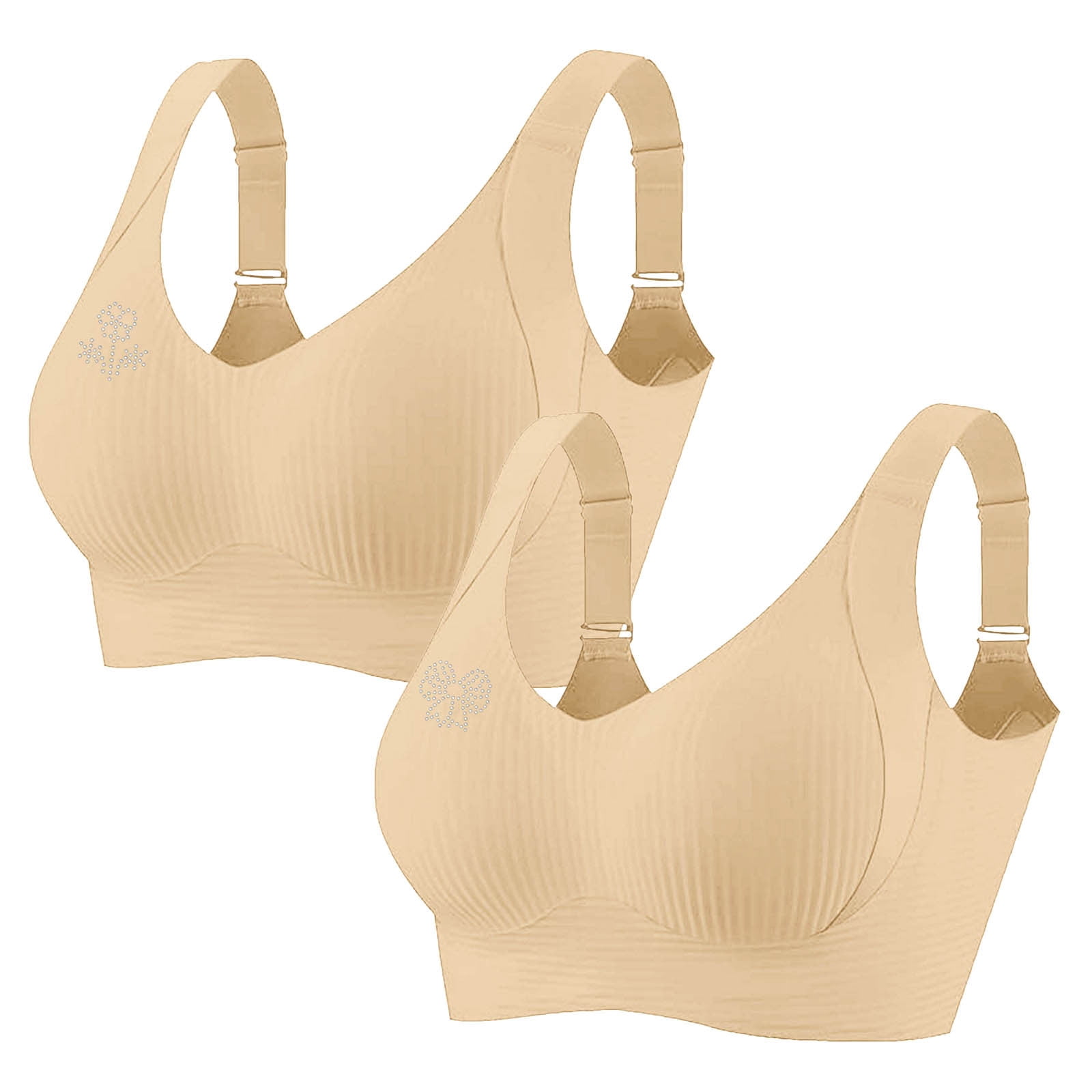 DJDLJWCJ 2Pc Womens Bras Large Comfortable Wirefree Thin Soft Stretch ...