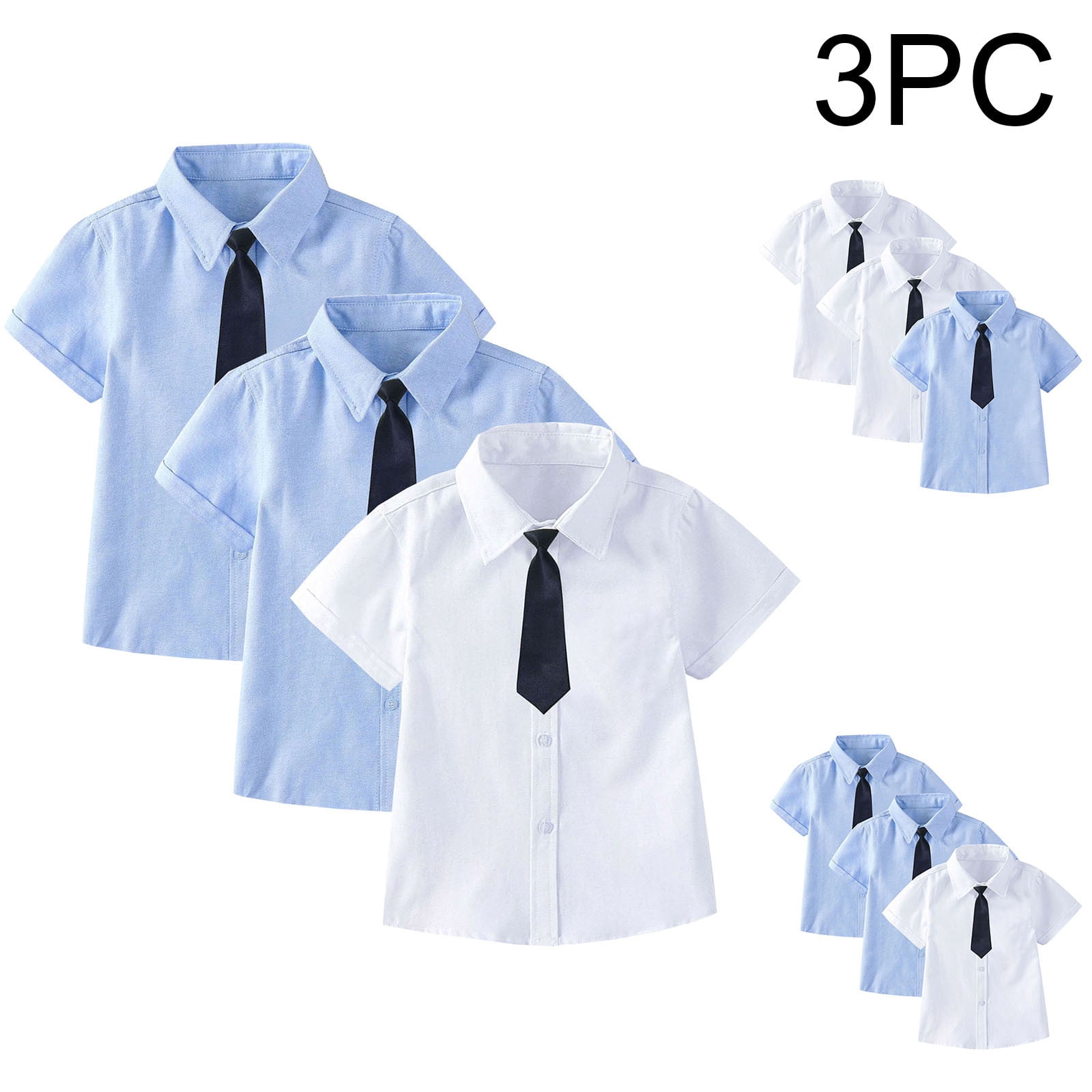 DJDLJWCJ 3 Pack Boys School Uniform Shirts 2-14 Summer Solid Color Boys ...
