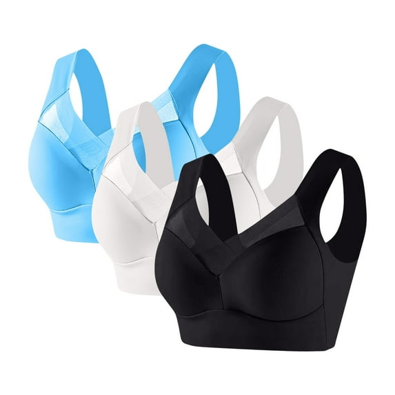 DJDLJWCJ 3PC Womens Seamless Bra Wireless Comfort Bras Button Thin ...